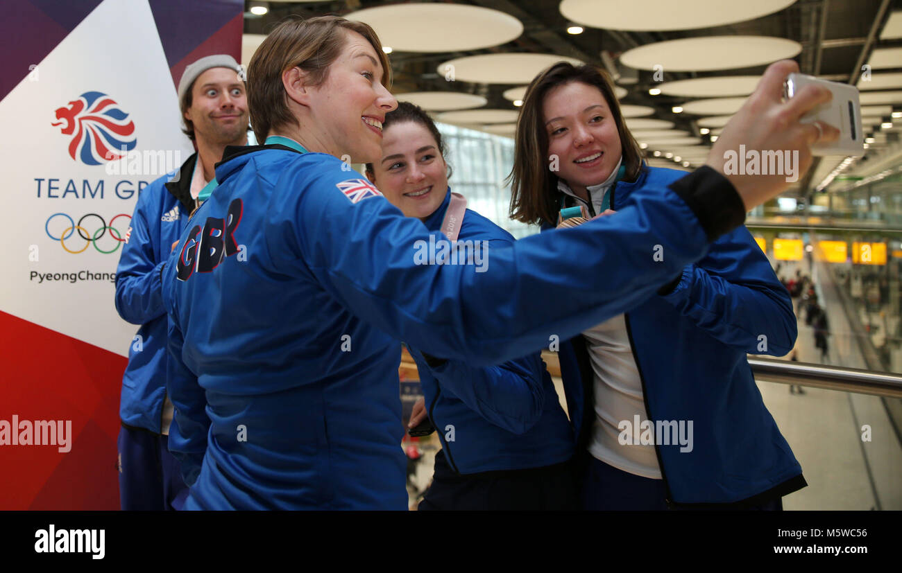 Great Britain's Lizzy Yarnold take a selfie with, Billy Morgan, Laura ...