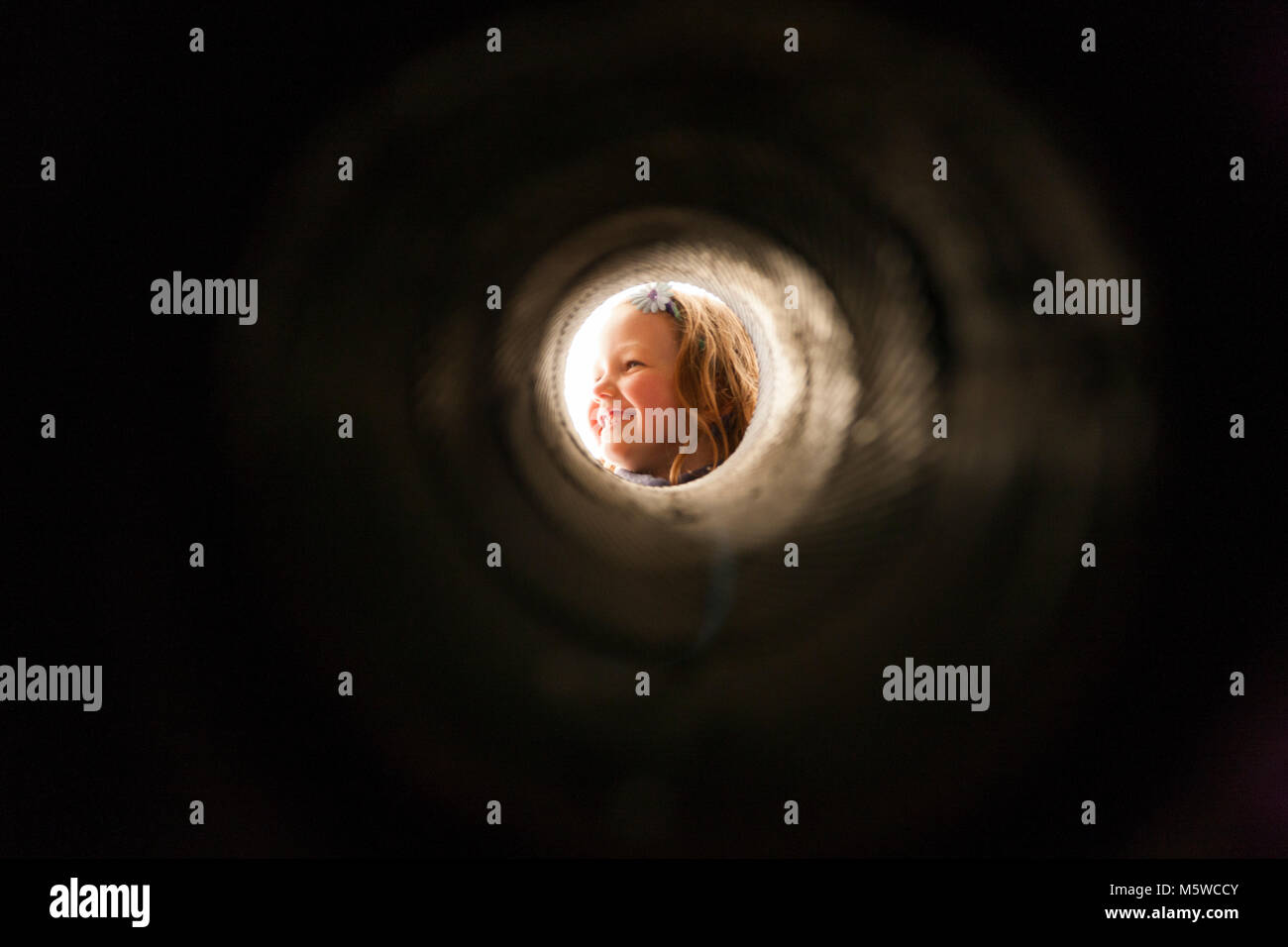 Child / kid / visiting HMS Warrior seen through barrel of Armstrong ...