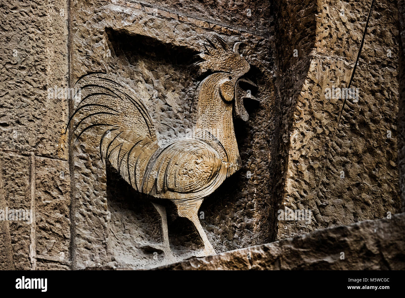 BARCELONA, SPAIN - 13 JANUARY 2018: Black and white image elements of architecture and statues ...