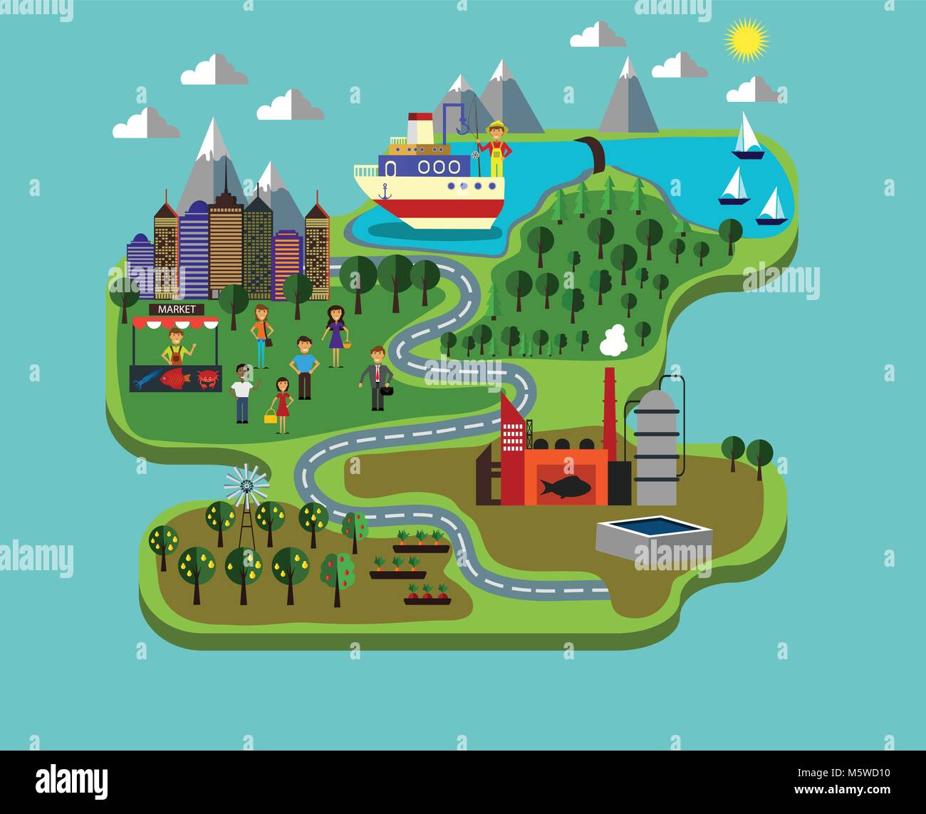 Fish Farming Industry Stock Vector Image & Art - Alamy