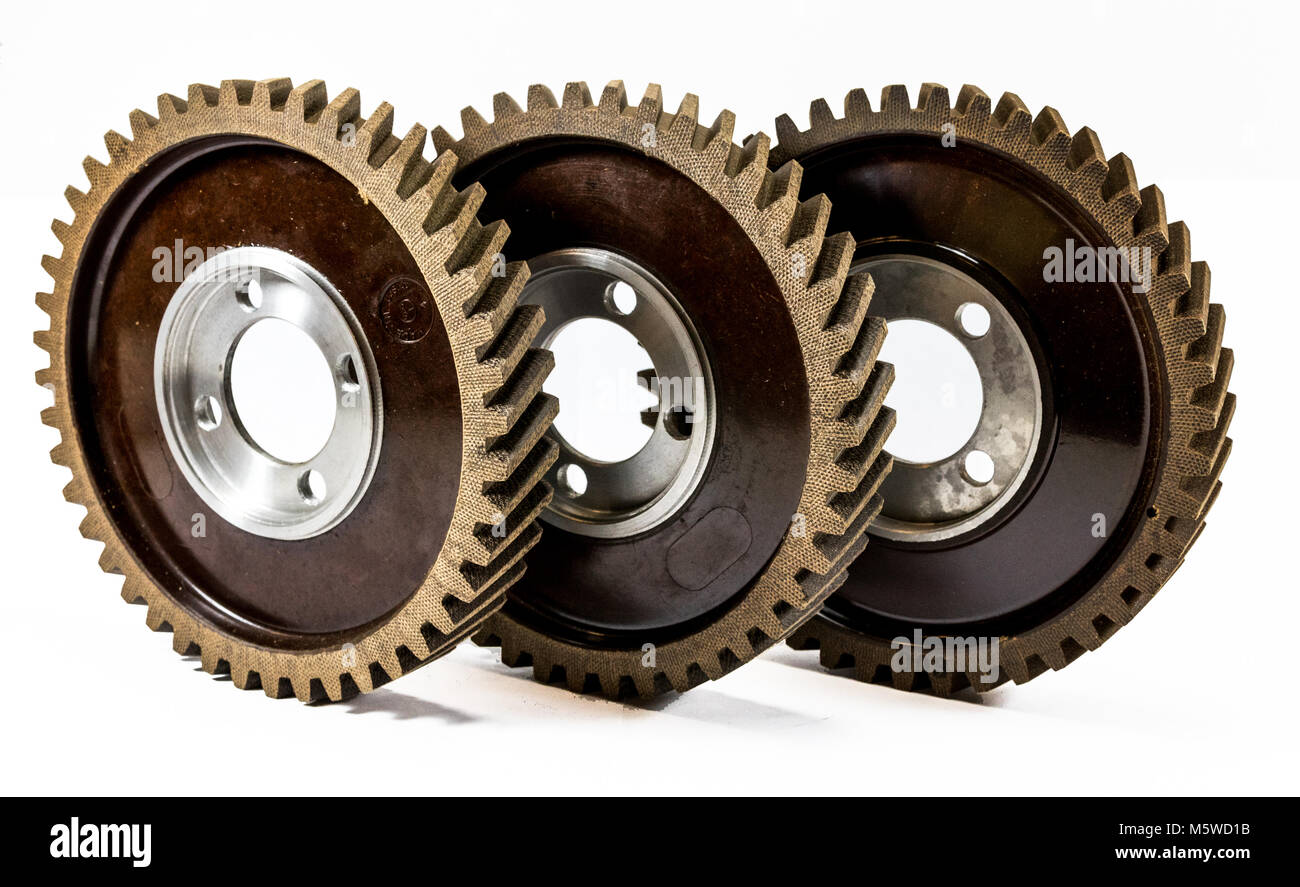 Antique automotive fiber camshaft timing gears on edge Stock Photo - Alamy