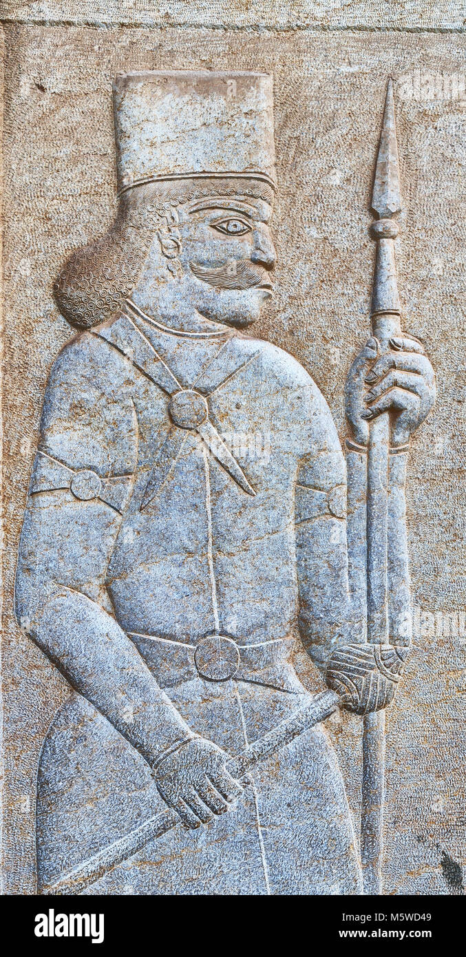 in iran the bas relief of an antique warrior Stock Photo - Alamy