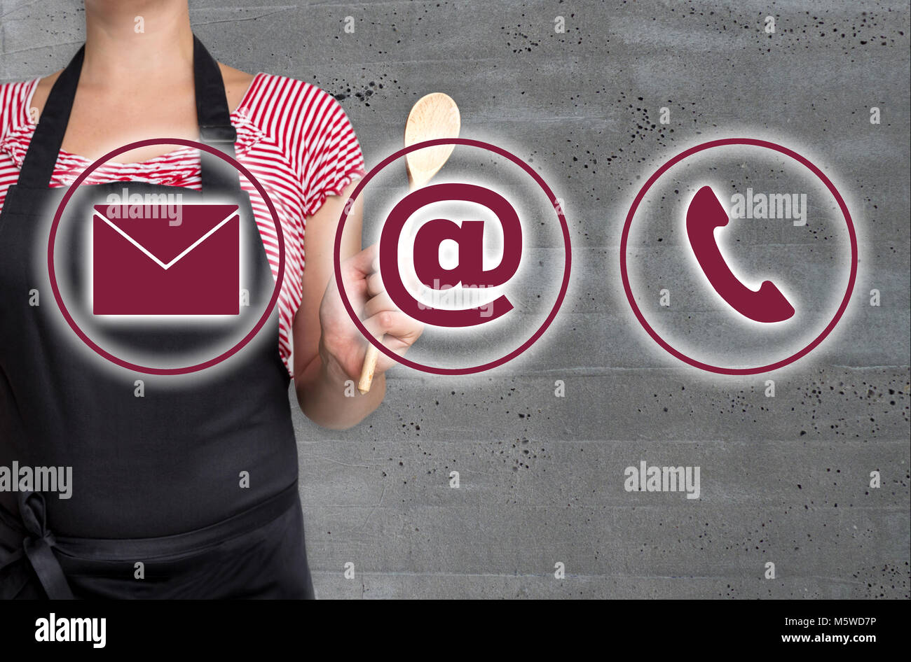 Contact options concept is shown by cook Stock Photo - Alamy