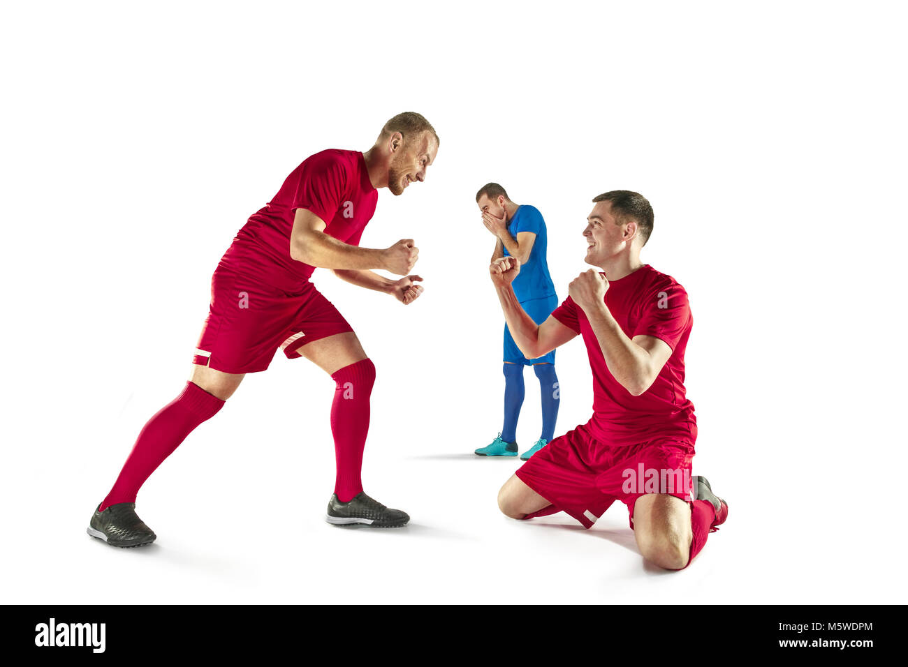 Happiness football players after goal Stock Photo - Alamy