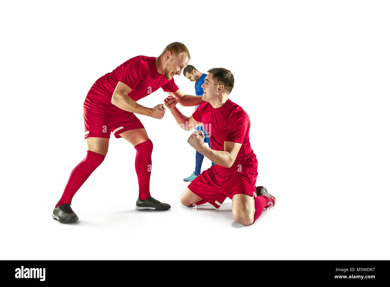 Happiness football players after goal Stock Photo - Alamy