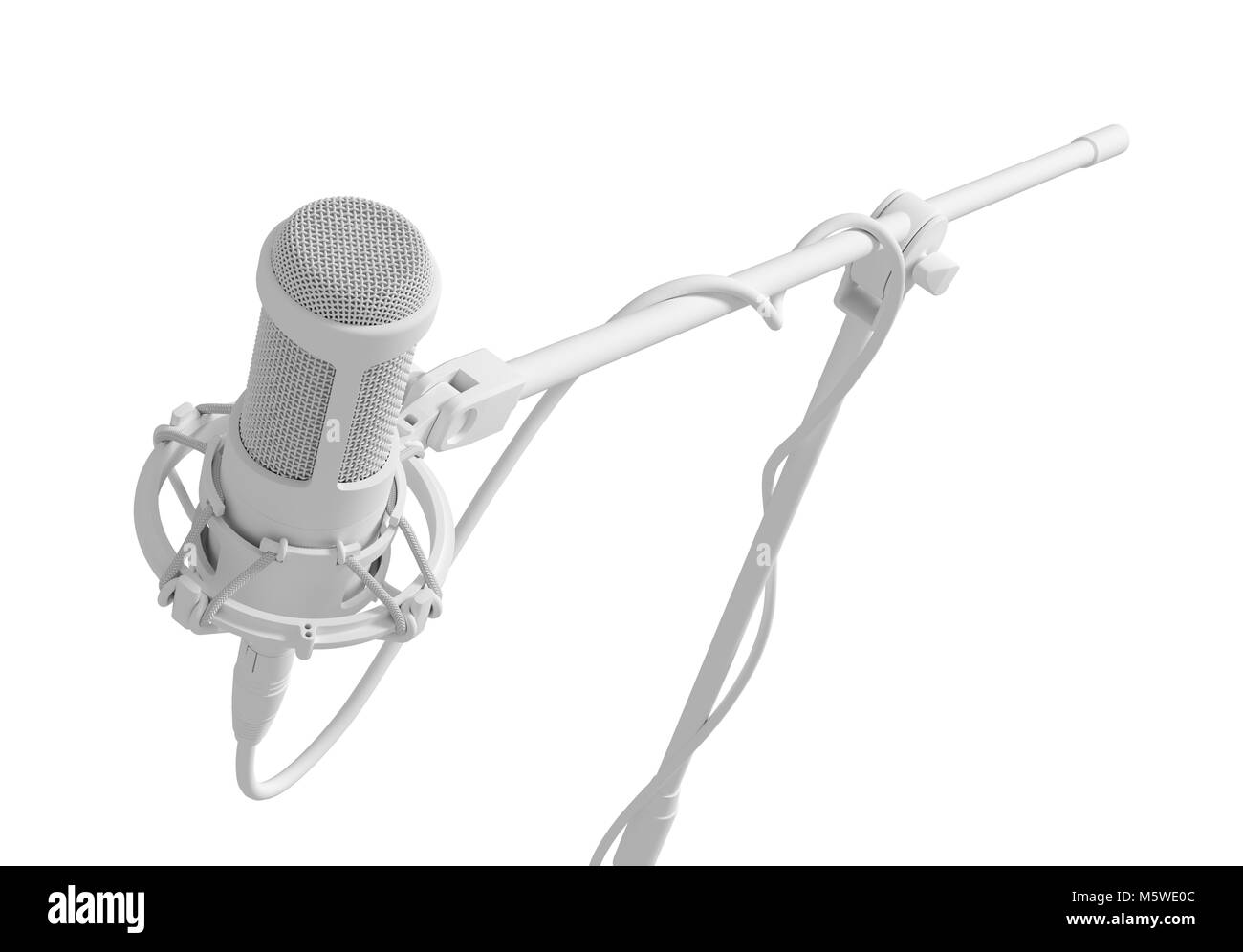White Microphone Over White Background Stock Photo - Alamy