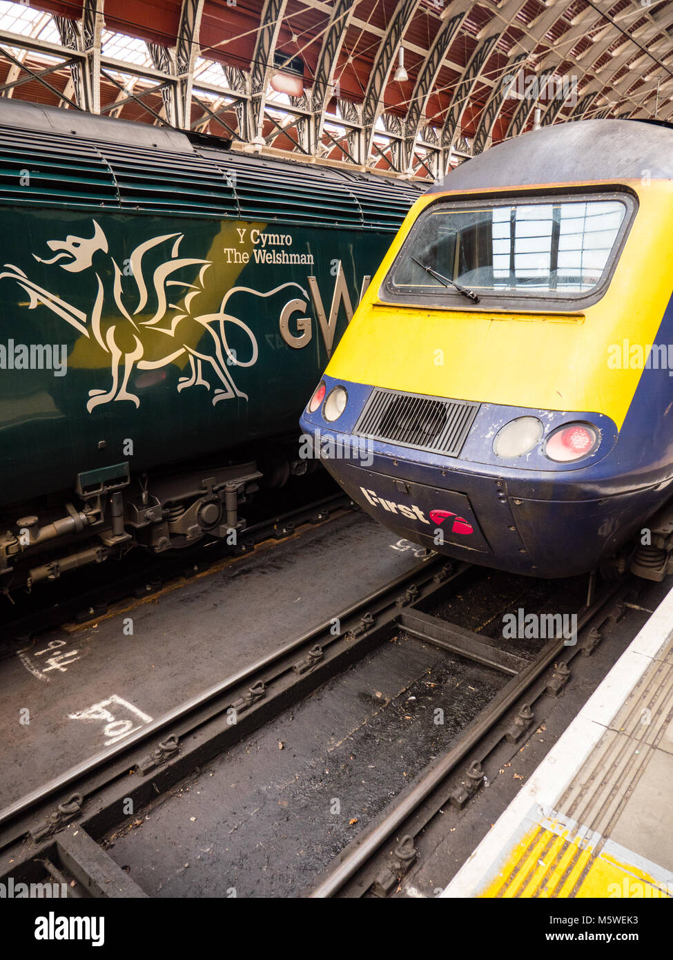 Two GWR Trains at Paddington Station, London, England, UK, GB Stock ...