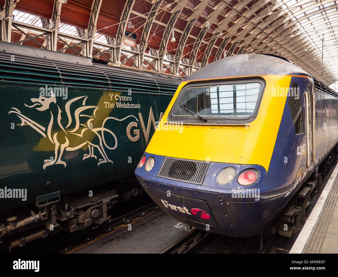 Two GWR Trains at Paddington Station, London, England, UK, GB Stock ...