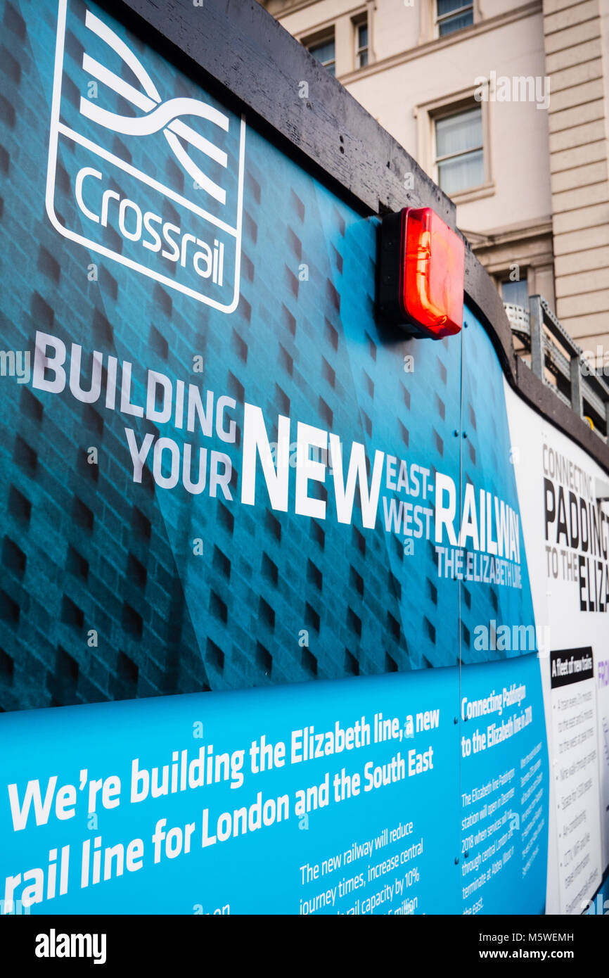 Crossrail Sign outside Paddington Train Station, London, England, UK ...