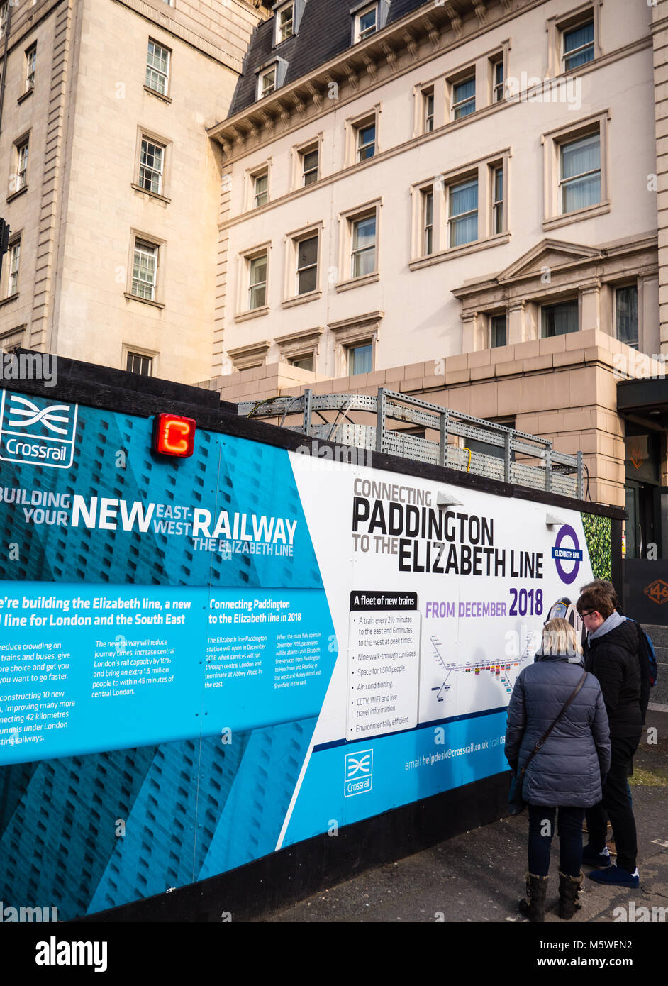 Crossrail Sign outside Paddington Train Station, London, England, UK ...
