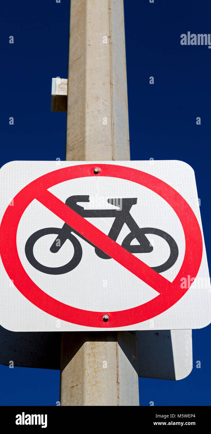 in australia the sign of no bike in the clear sky Stock Photo - Alamy