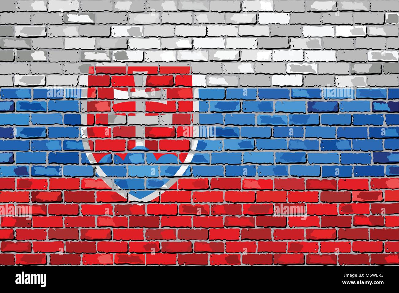 Flag of Slovak Republic on a brick wall - Illustration, Slovakia flag ...