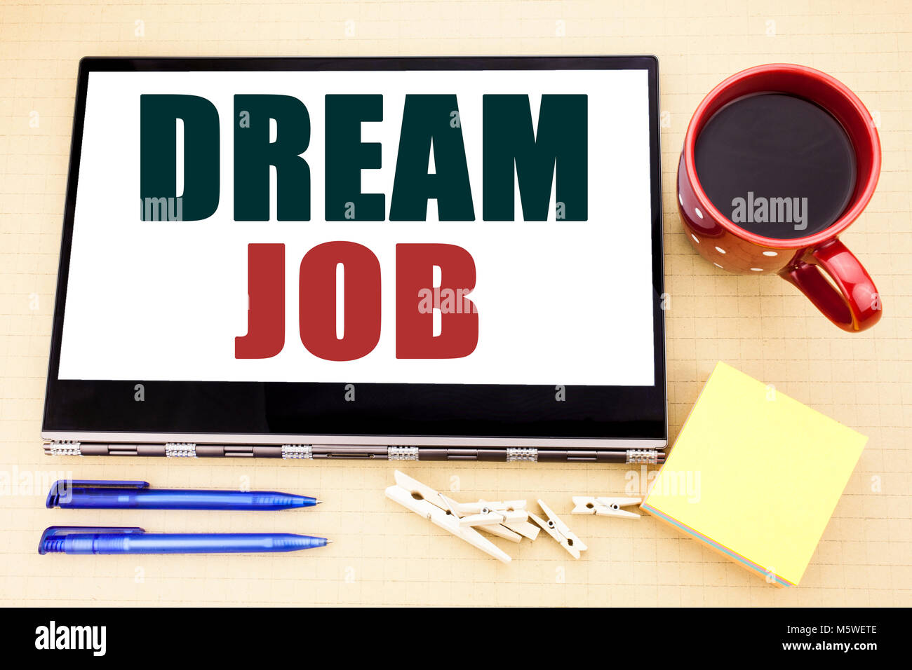 Hand writing text caption inspiration showing Dream Job. Business ...