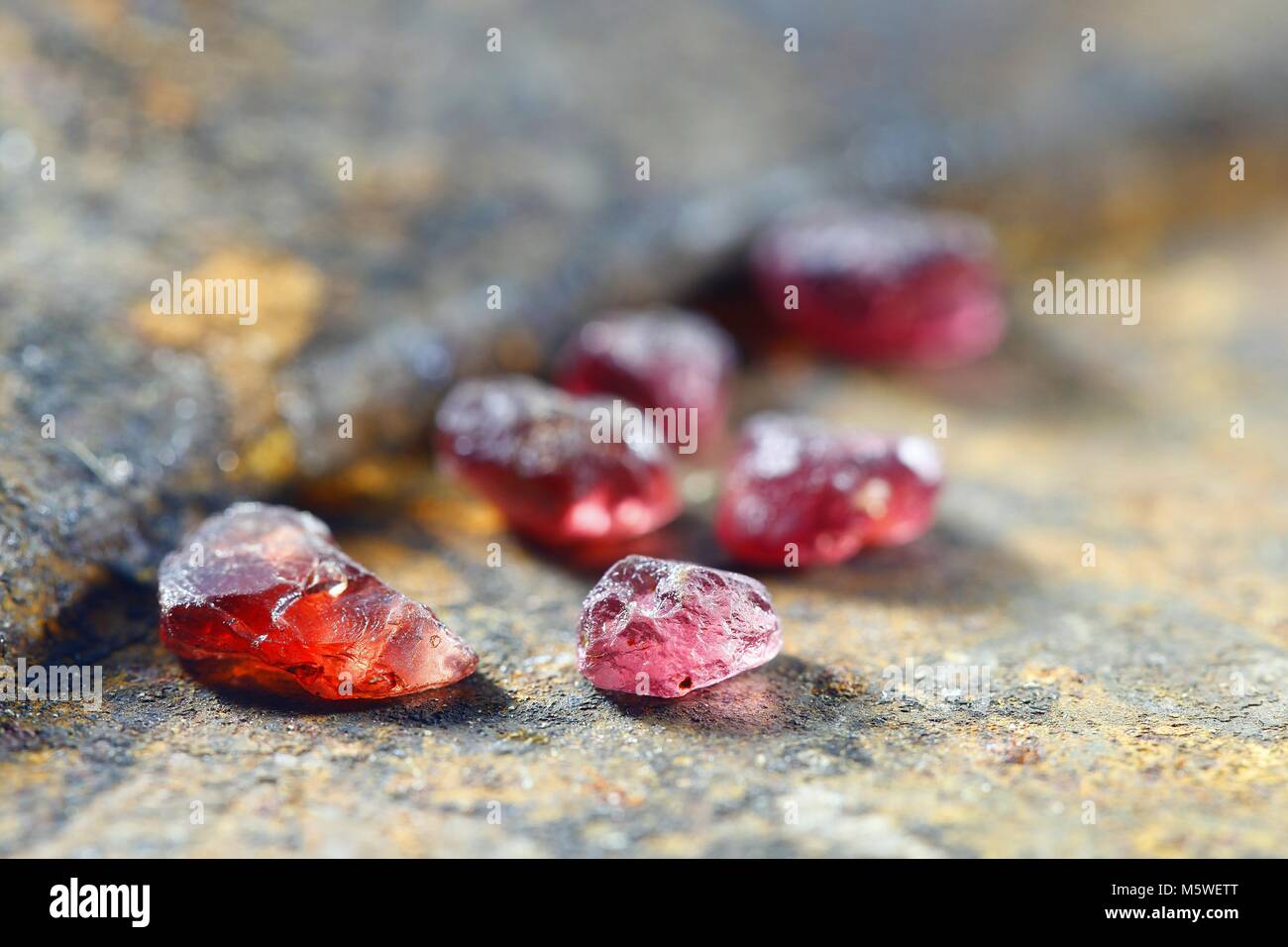 Red uncut garnets from Lapland Stock Photo - Alamy