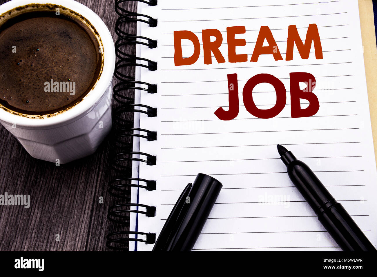 Writing text showing Dream Job. Business concept for Dreaming About ...