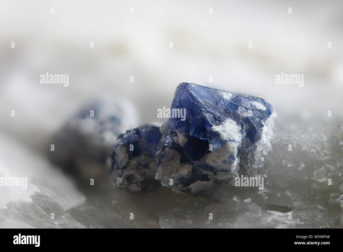 Blue spinel crystals in calcite matrix from Mustio marble quarry in ...