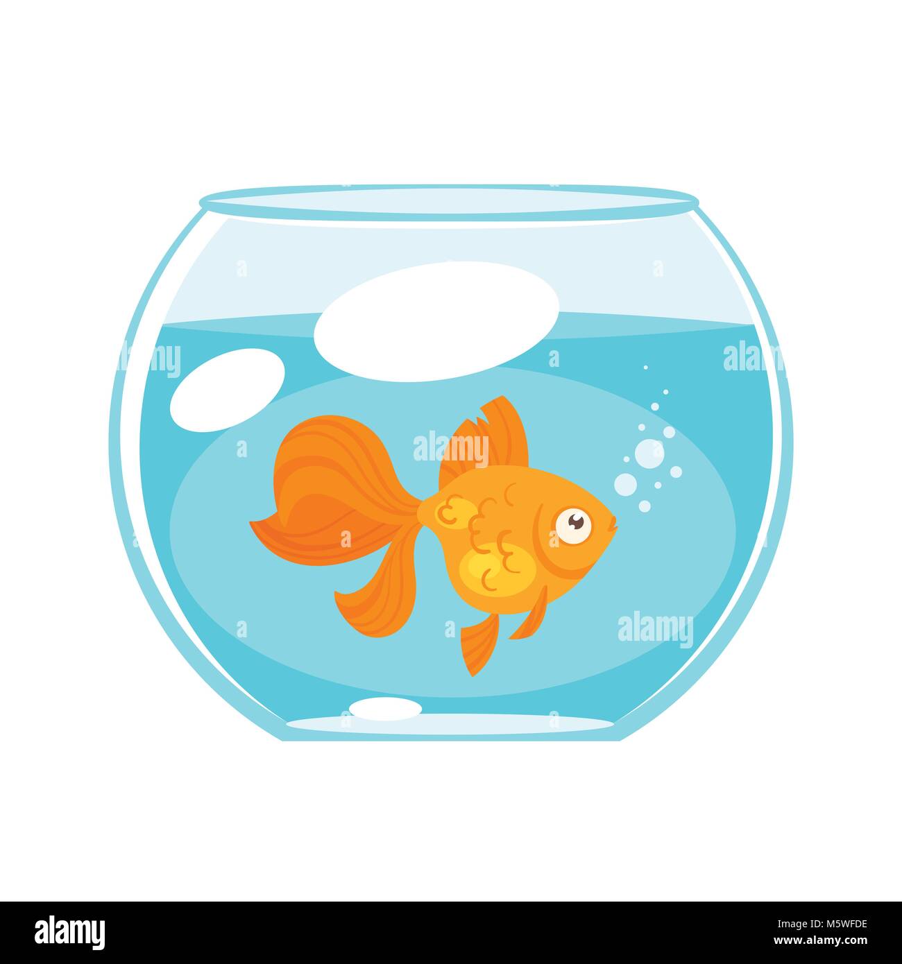 Vector cartoon style illustration of home animal pet - gold fish in ...