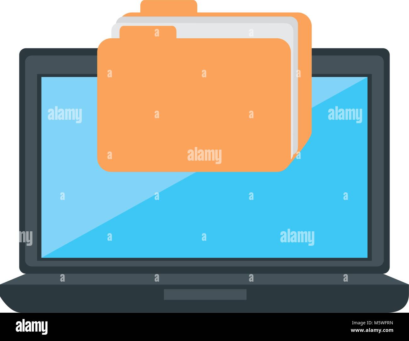 laptop computer with folder vector illustration design Stock Vector ...