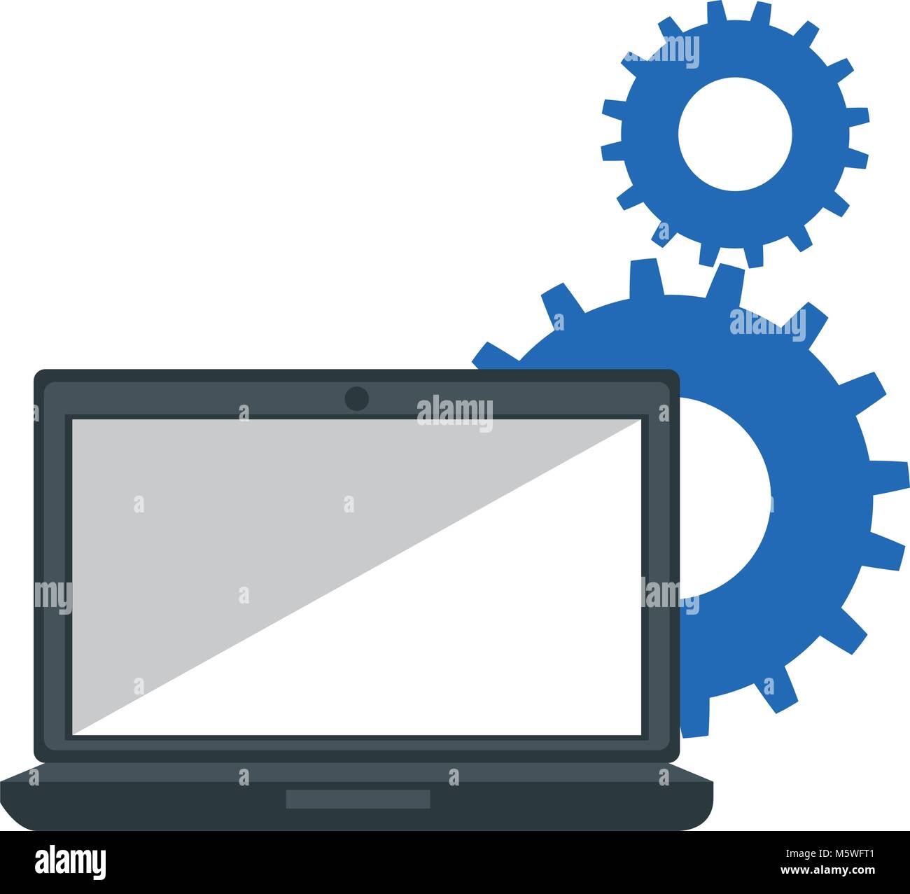 laptop computer with gears vector illustration design Stock Vector ...