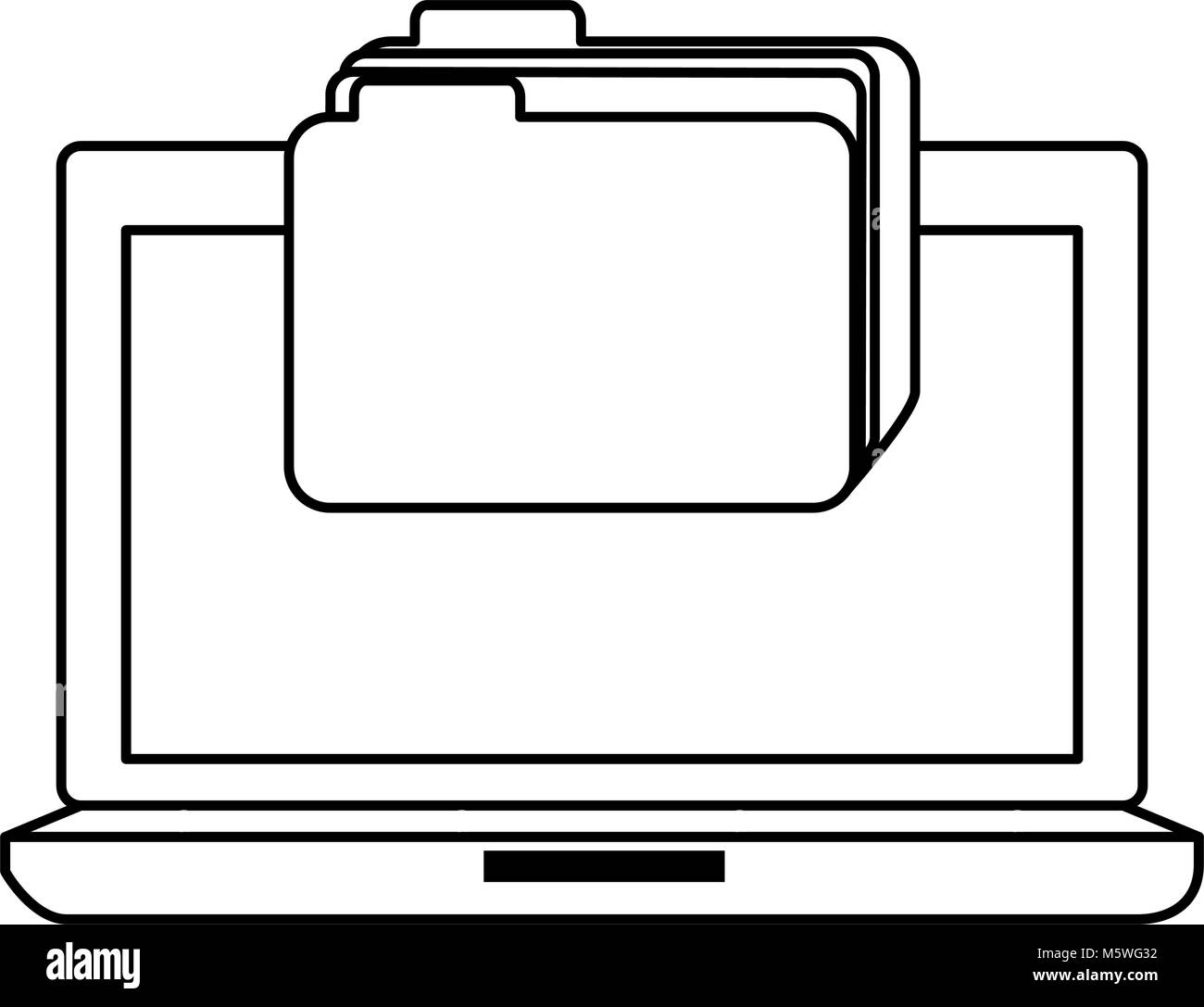 laptop computer with folder vector illustration design Stock Vector ...