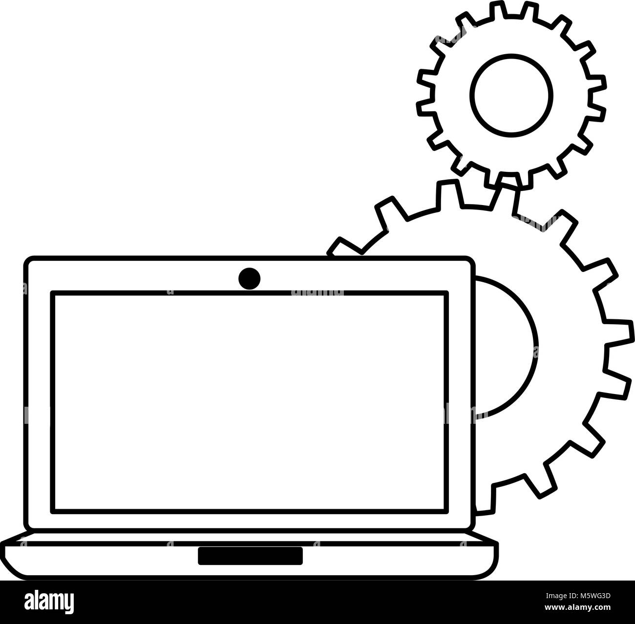 laptop computer with gears vector illustration design Stock Vector ...