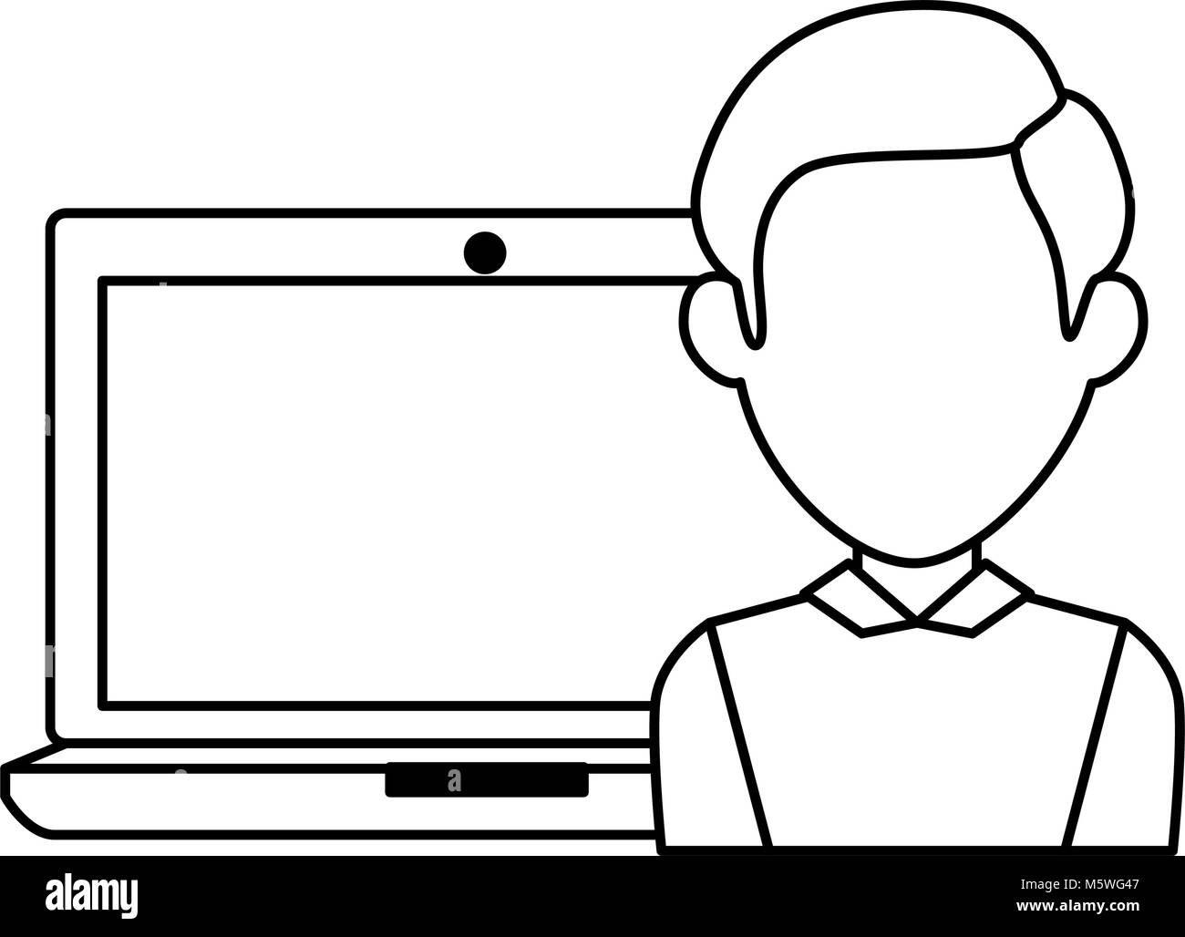 laptop computer with user vector illustration design Stock Vector Image ...