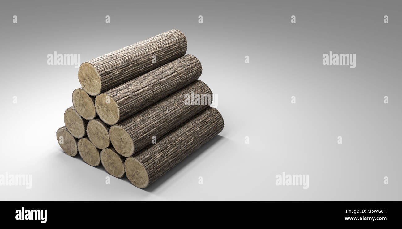 3d illustration of wooden trunk section isolated on white background ...