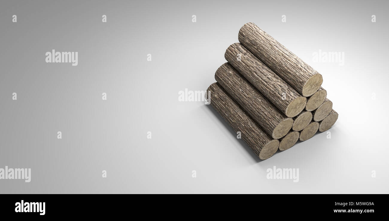 3d illustration of wooden trunk section isolated on white background ...
