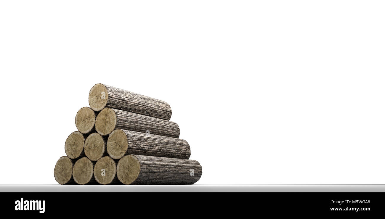 3d illustration of a wooden trunk section isolated on white background ...