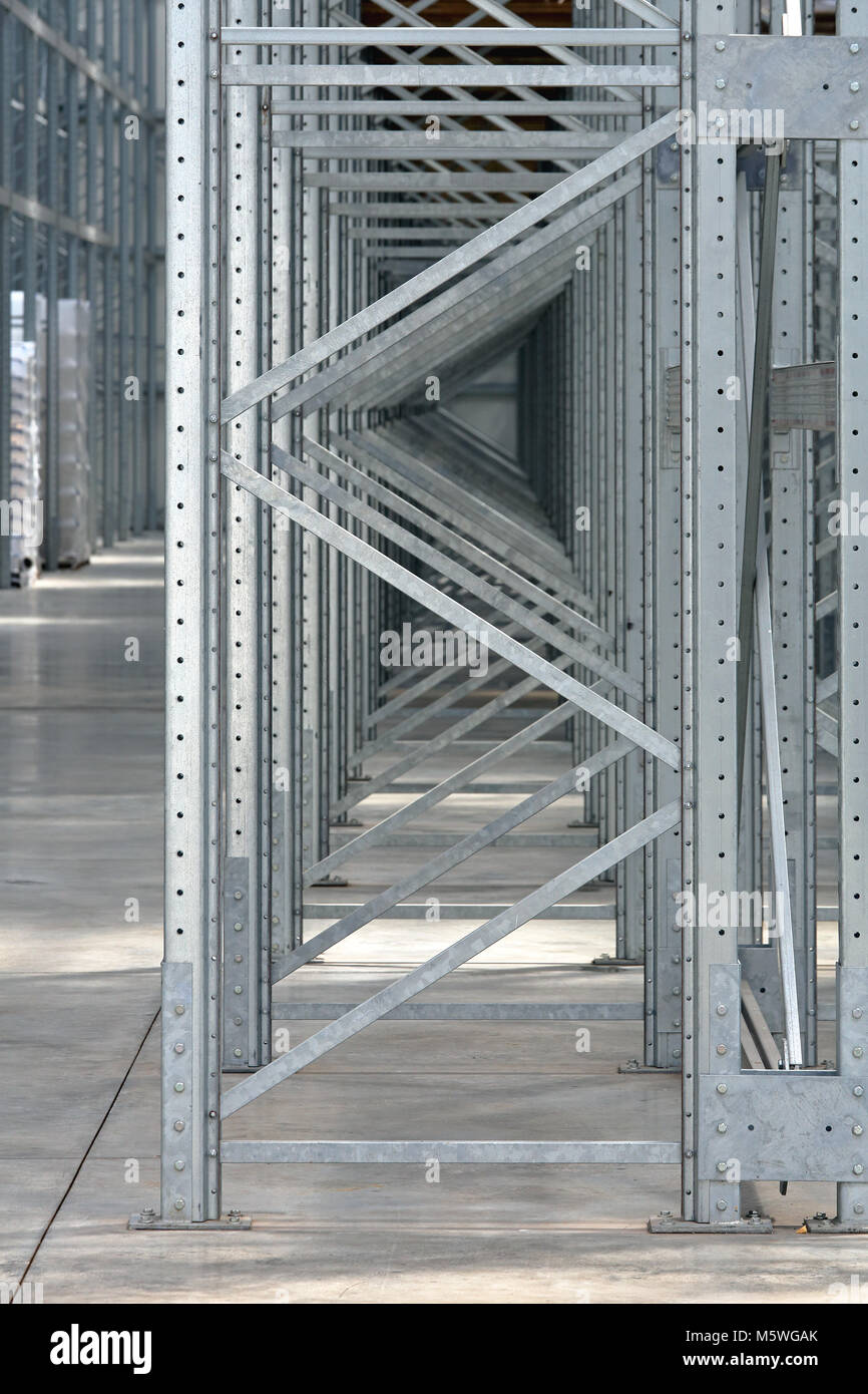 Steel Shelving System in New Distribution Warehouse Stock Photo - Alamy