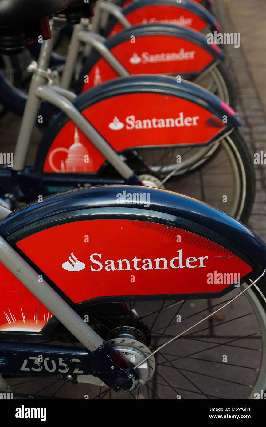 Santander bikes docked at a docking station in Southwark. The new seven ...