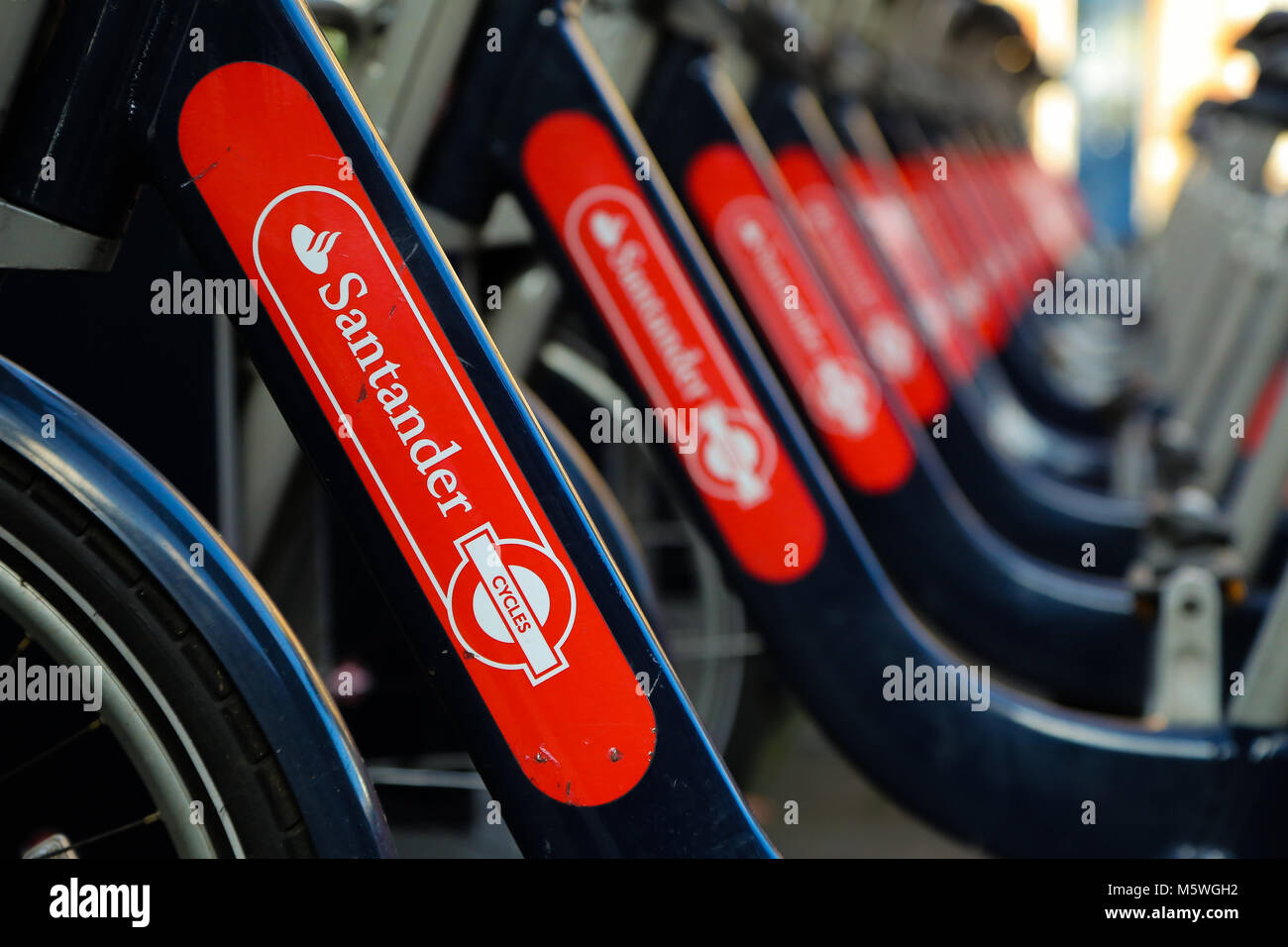 Santander bikes docked at a docking station in Southwark. The new seven ...
