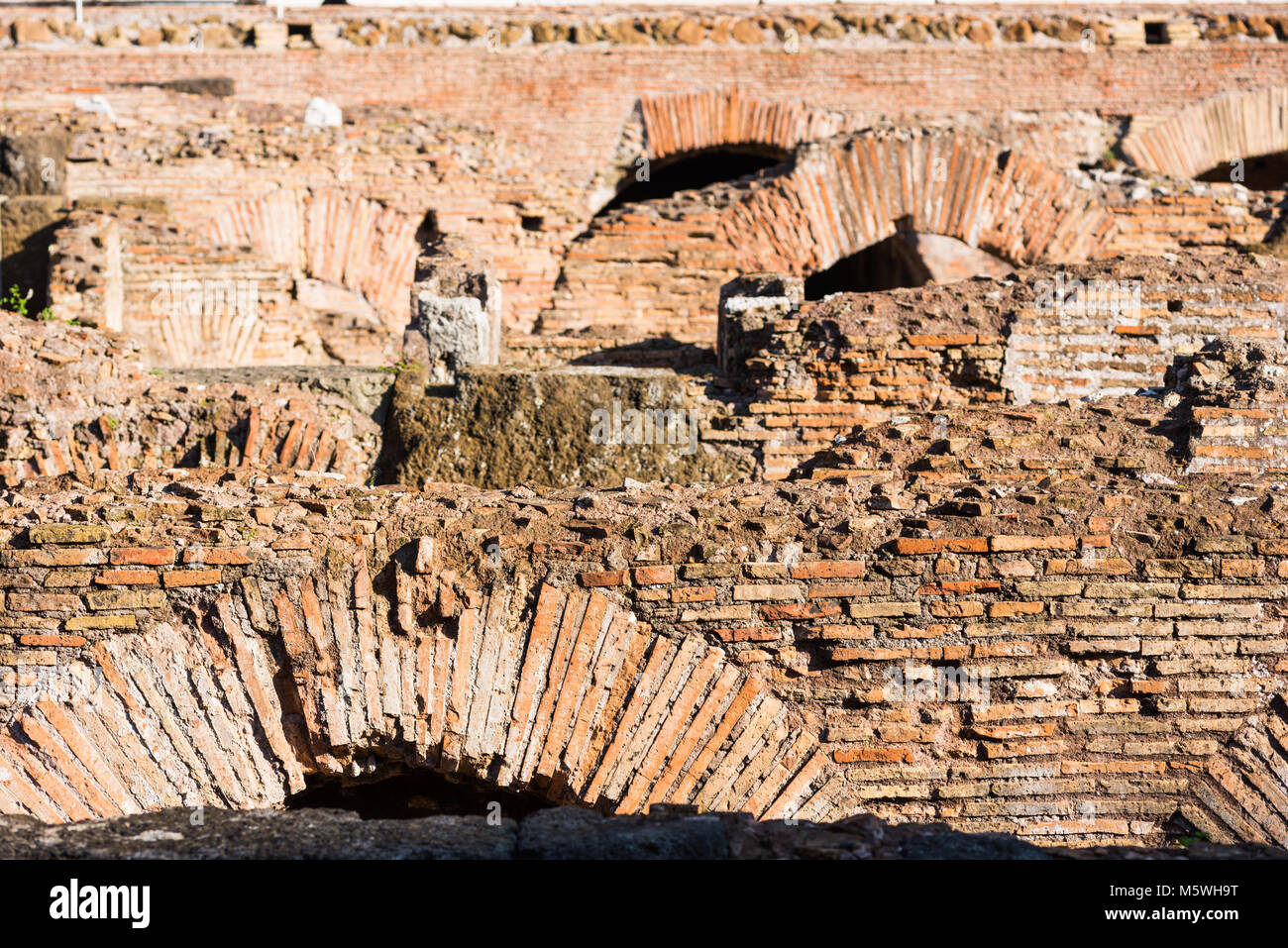 Interior closeup detail of he Colosseum or Coliseum, also known as the ...