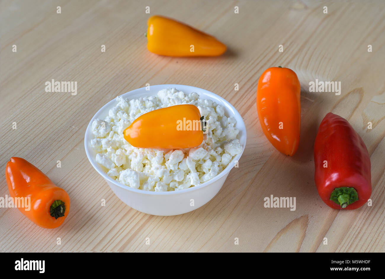 Cottage cheese with sweet pepper Stock Photo - Alamy