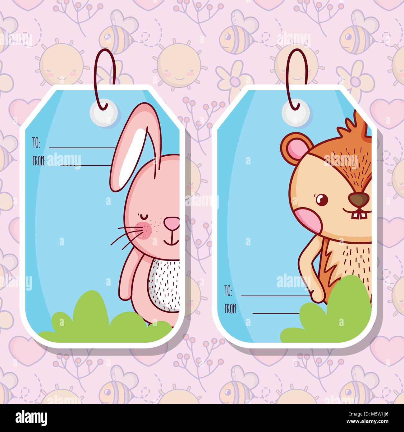 Cute animals label tags vector illustration graphic design Stock Vector ...