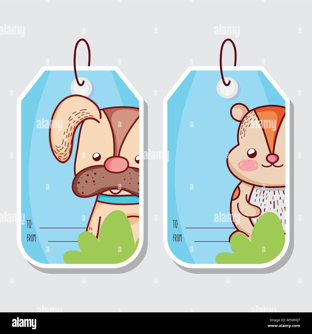 Cute animals label tags vector illustration graphic design Stock Vector ...