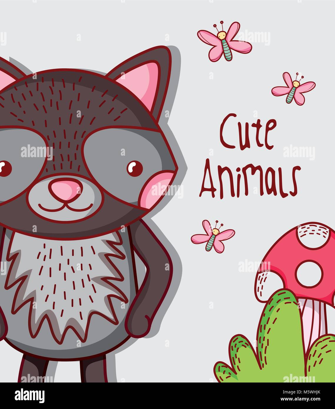 Cute raccoon doodle cartoon vector illustration graphic design Stock ...