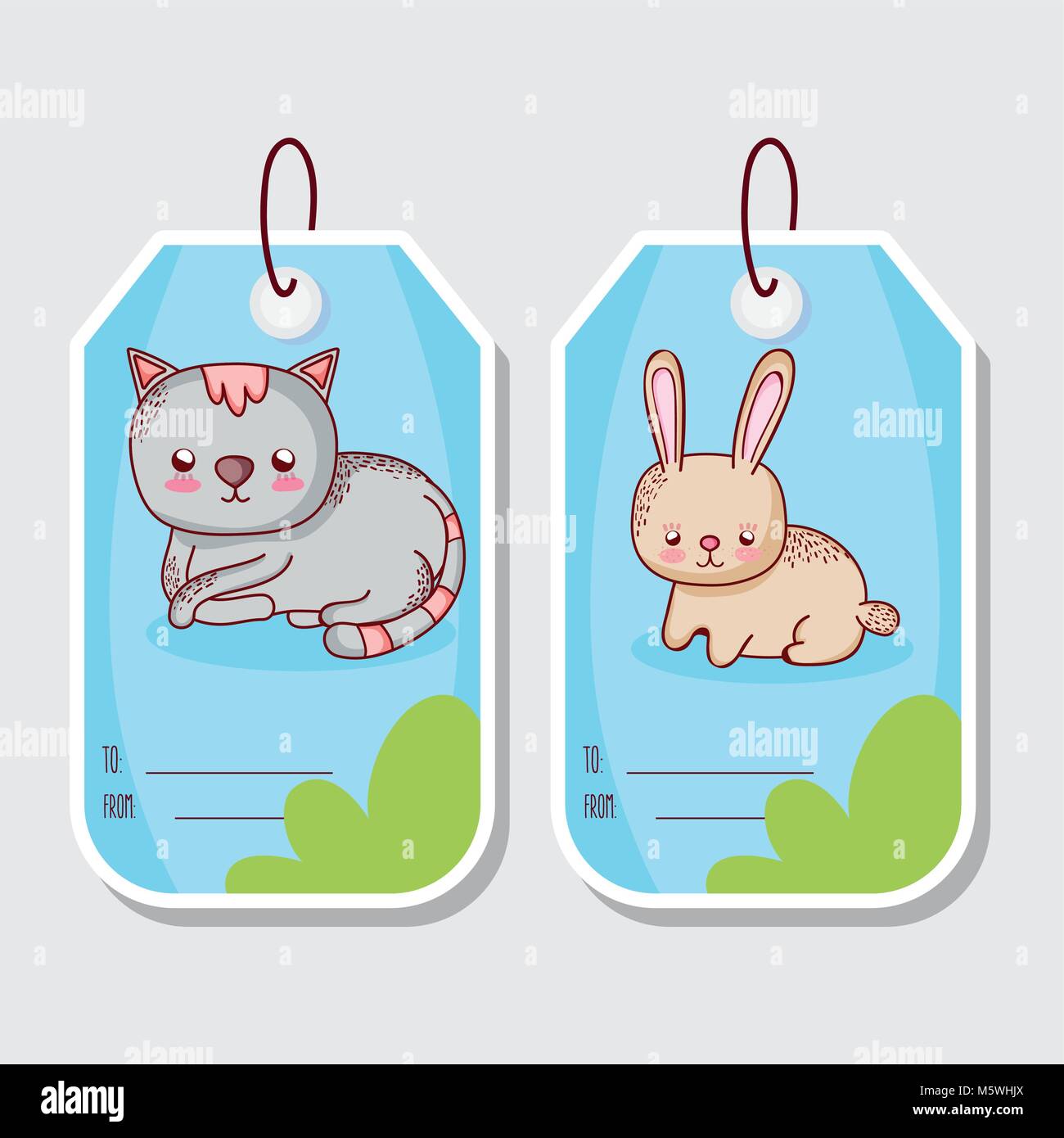 Cute animals label tags vector illustration graphic design Stock Vector ...