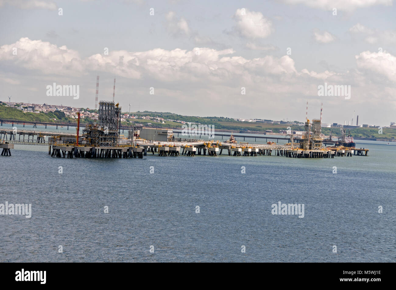 The Texaco oil refinery at Milford Haven in Pembroke in west Wales ...
