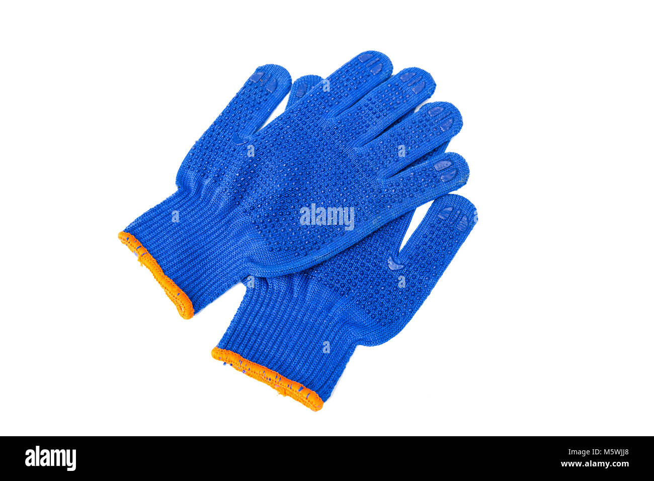 gloves safety blue colors on white background Stock Photo - Alamy
