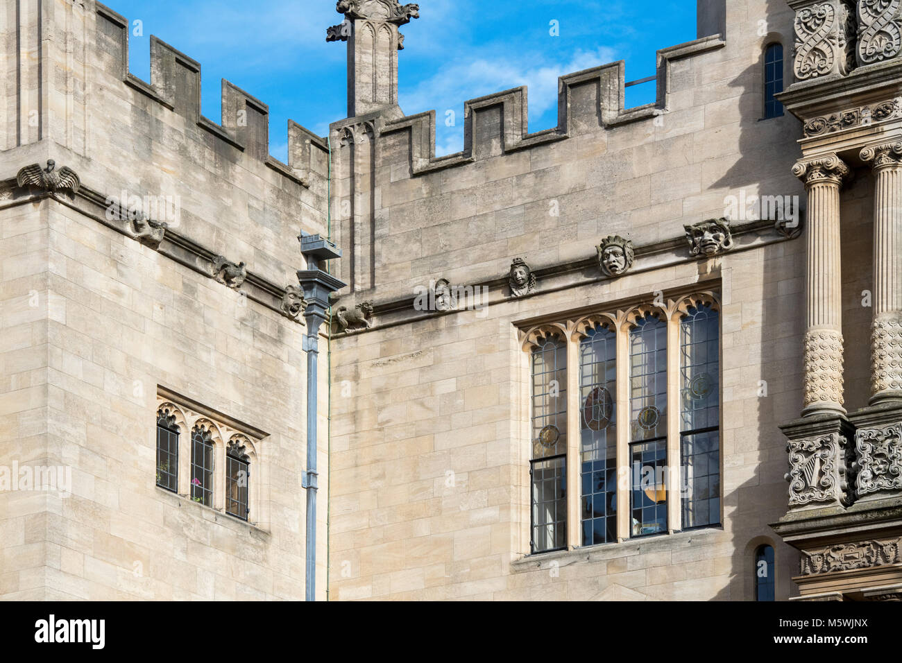Carved stone gargoyles / grotesques on the Bodleian library. Oxford ...