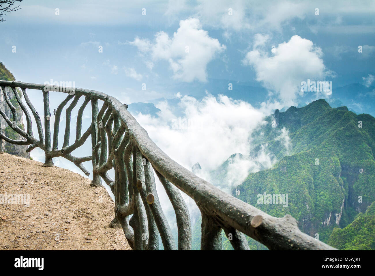 China, Hunan, Mount Tianmen Shan, the path along the cliff Stock Photo ...