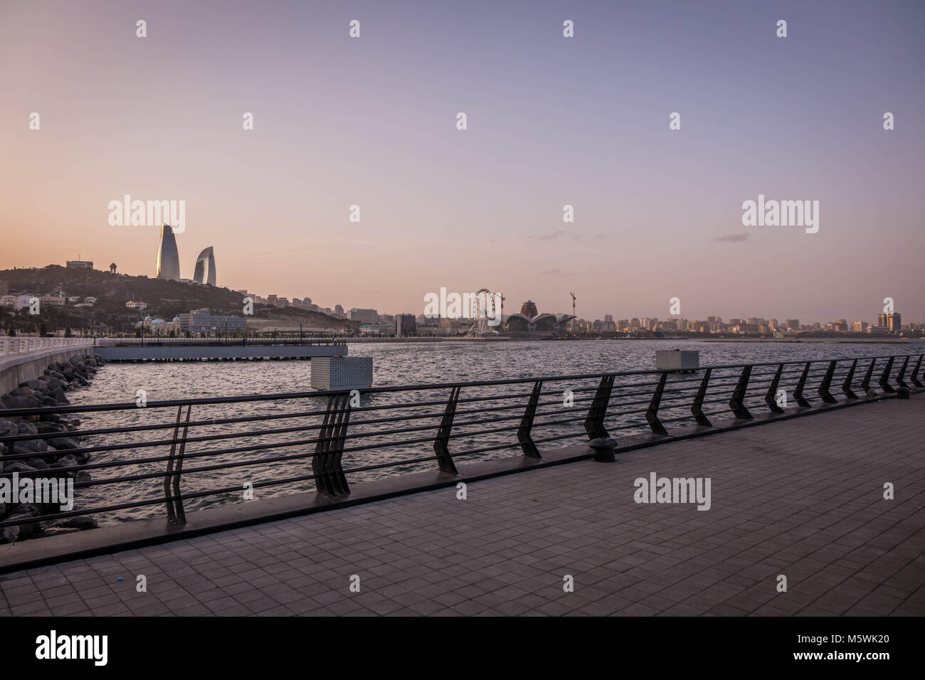 This picture was taken from a pier at the Baku Boulevard at Sunset ...