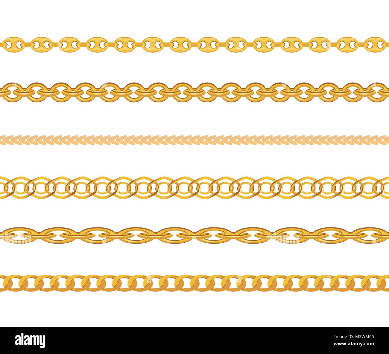 Gold Chain Jewelry Seamless Pattern Background. Vector Illustration ...
