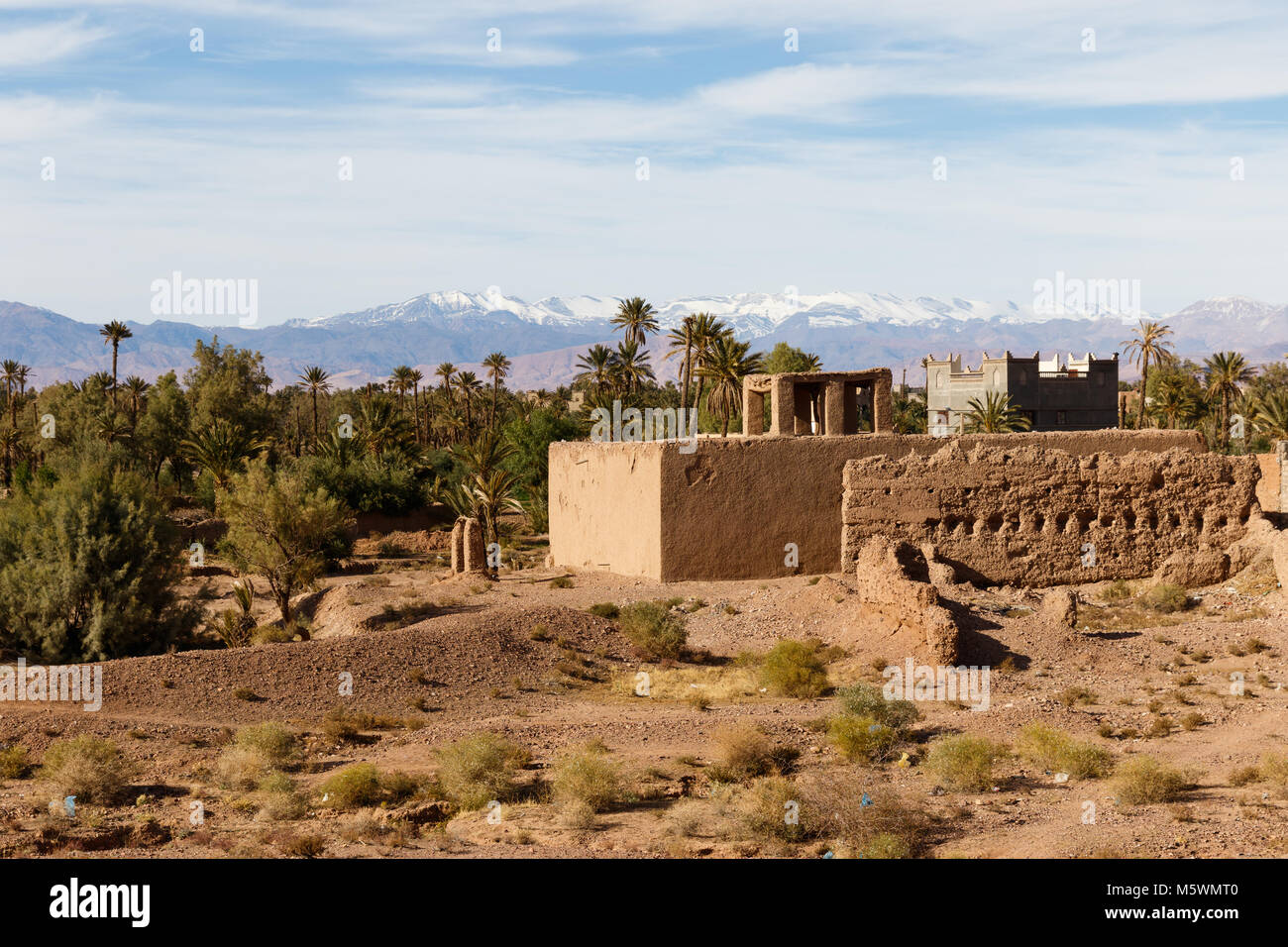Traditional berber clay settlement in Sahara desert, Morocco Stock ...