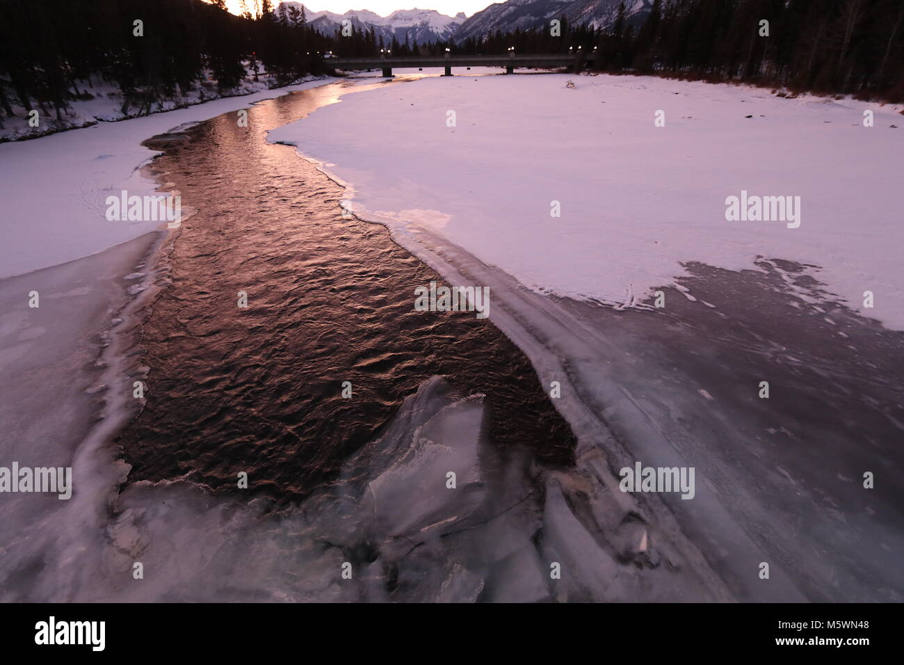 Bow River by sunset Stock Photo - Alamy