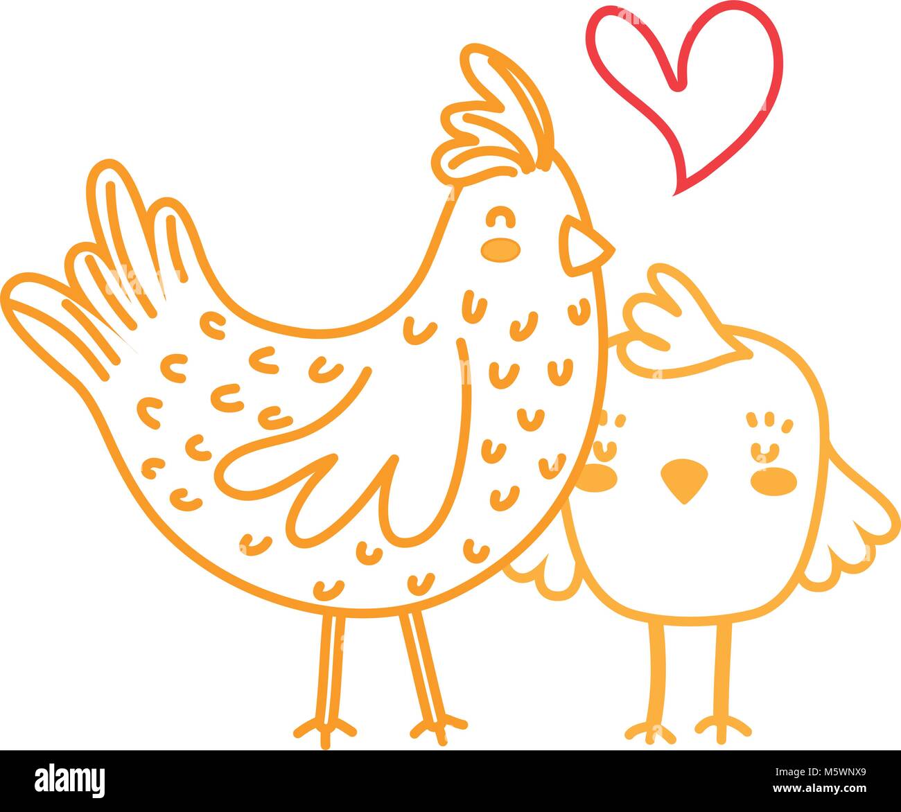 neon line hen and chick love and family together Stock Vector Image ...