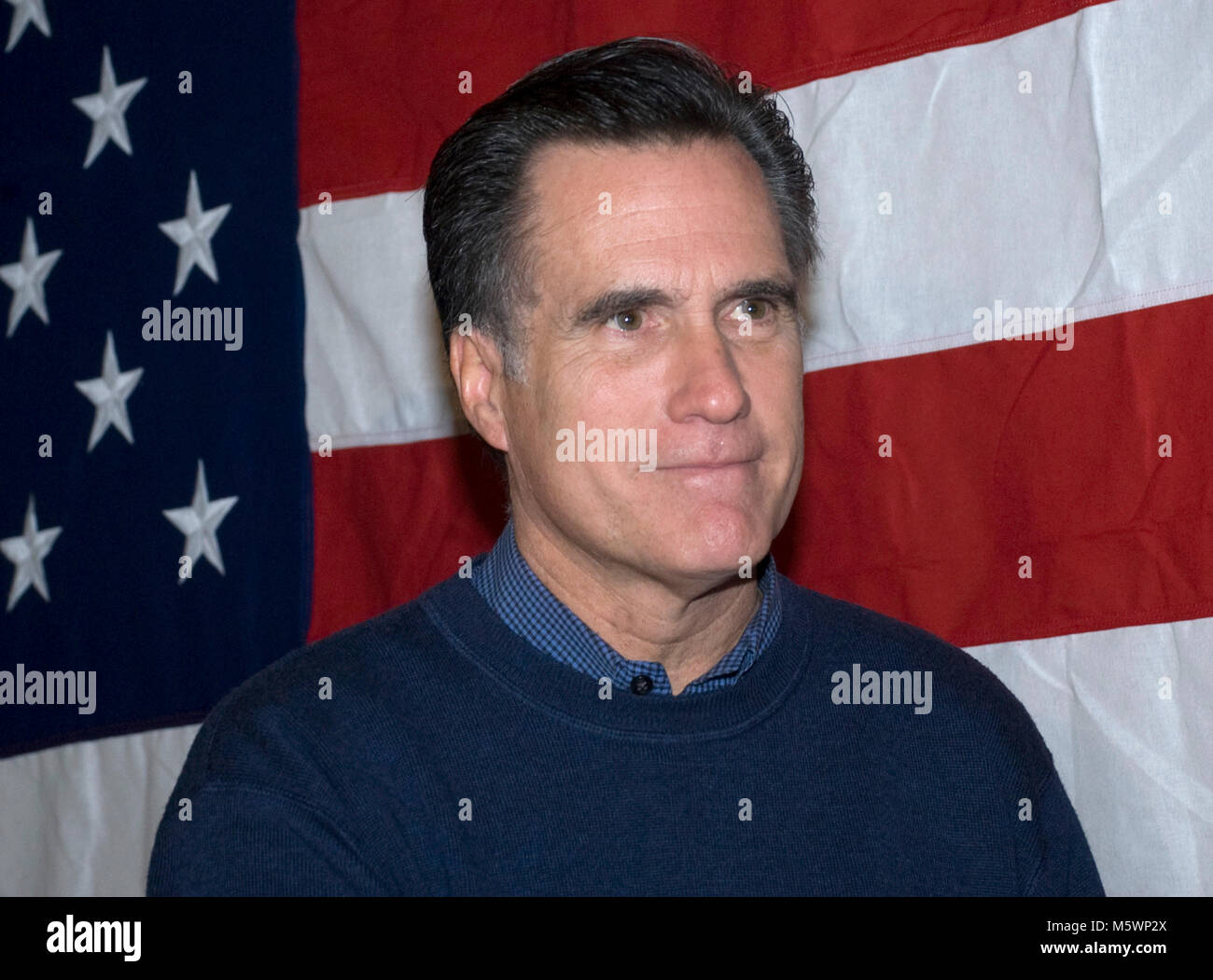 Former Massachusetts Governor Mitt Romney speaks at a Rotary luncheon ...