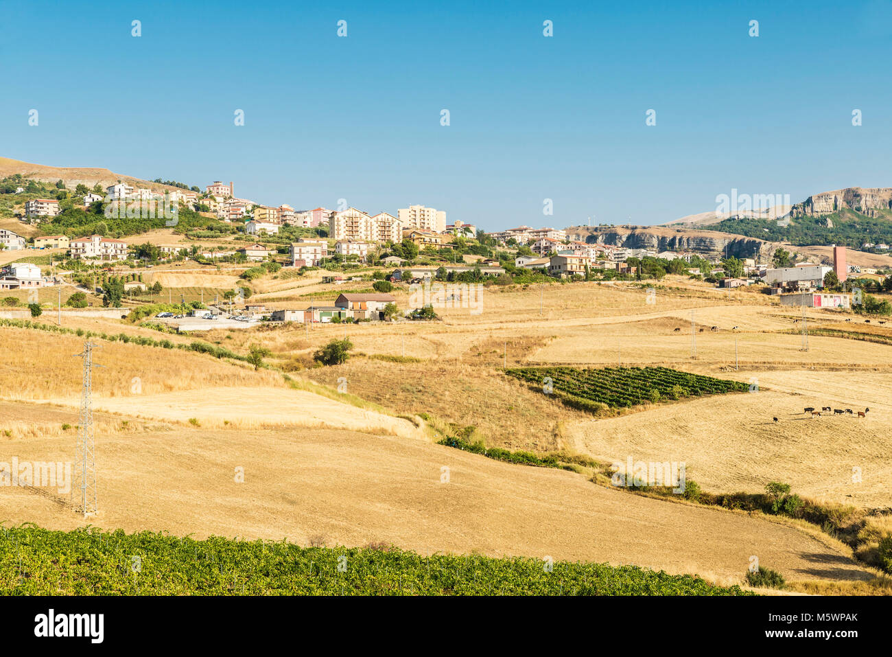 View of Corleone between fields, a town known for associating with the ...