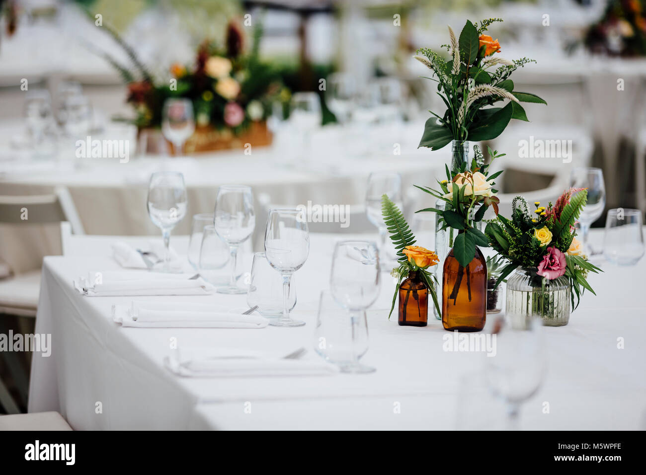 Luxury table settings for fine dining with and glassware, beautiful ...